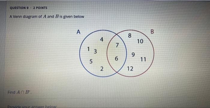Solved A Venn diagram of A and B is given below Find A∘∪B∘.A | Chegg.com