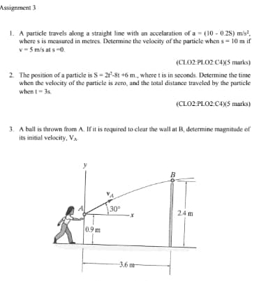 Solved Assignment 3A particle travels alone a straight line | Chegg.com