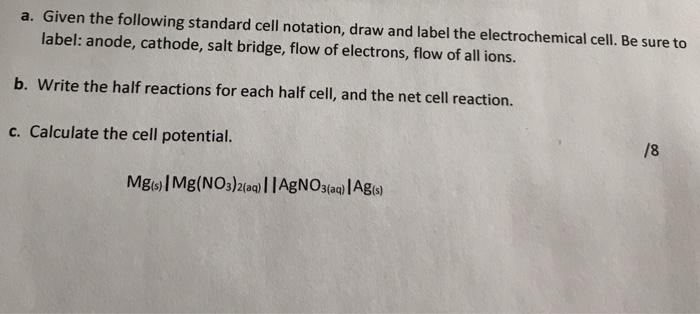 Solved a. Given the following standard cell notation, draw | Chegg.com