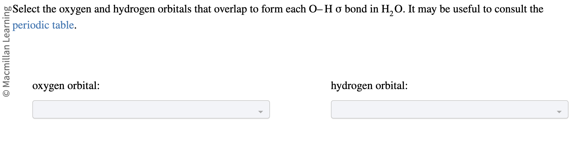 Solved Select the oxygen and hydrogen orbitals that overlap | Chegg.com