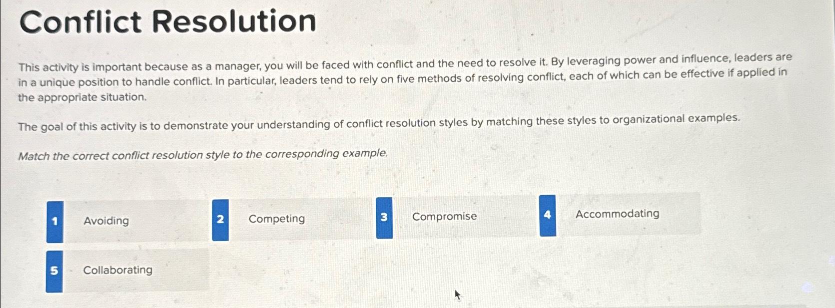 Solved Conflict ResolutionThis activity is important because | Chegg.com