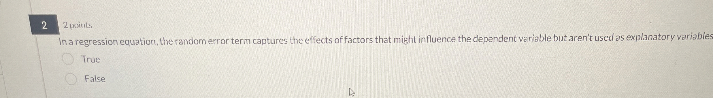 Solved 22 ﻿pointsIn a regression equation, the random error | Chegg.com