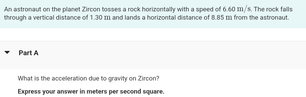 Solved An astronaut on the planet Zircon tosses a rock | Chegg.com