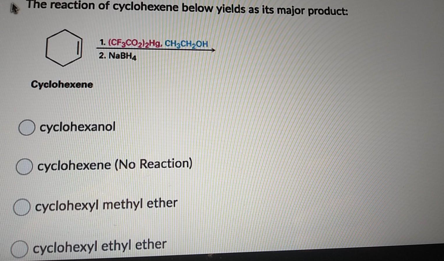 Solved The oxymercuration of this alkene yields which | Chegg.com