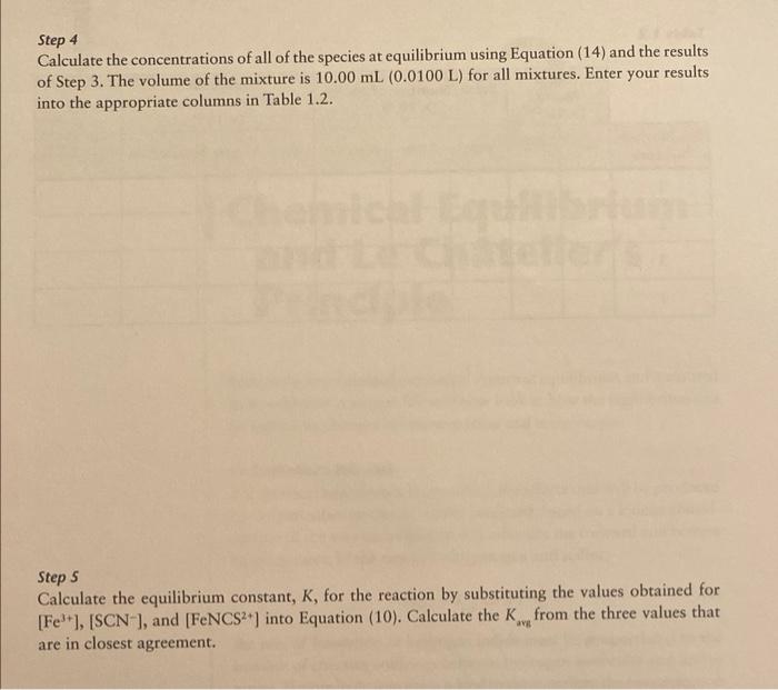 Solved Complete Table 1.1. The values for [FeNCS2+] are | Chegg.com