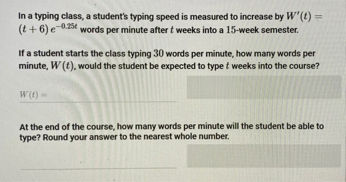 Solved In a typing class, a student's typing speed is | Chegg.com