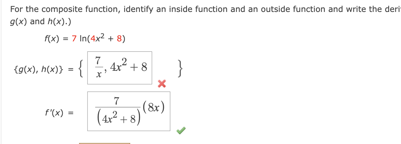 Solved For the composite function, identify an ﻿inside | Chegg.com