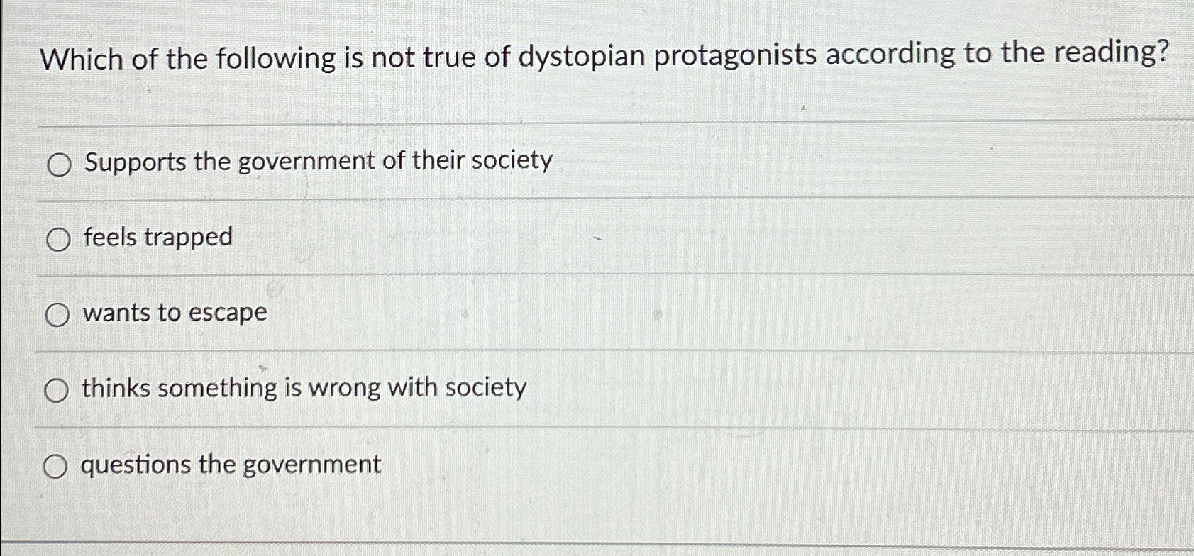 Solved Which of the following is not true of dystopian | Chegg.com
