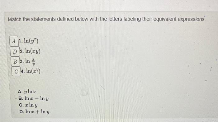 Solved Match the statements defined below with the letters | Chegg.com