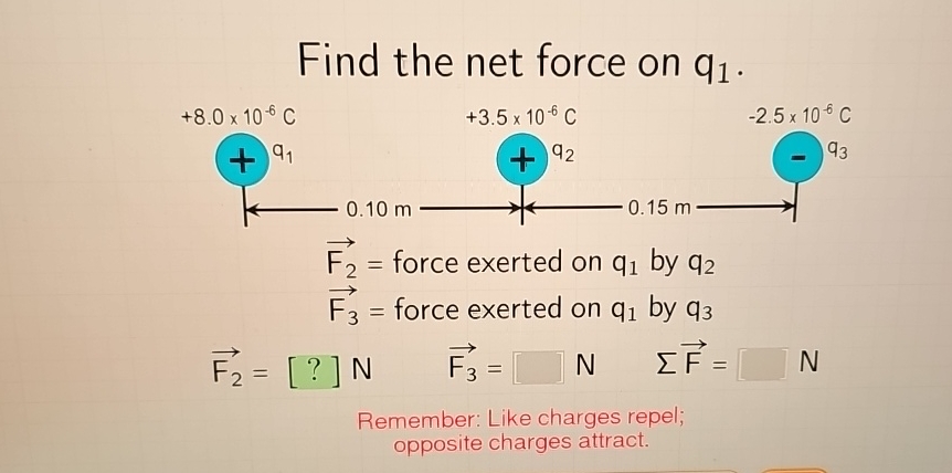 Solved Find The Net Force On Q1 Vec F2 ﻿force Exerted On