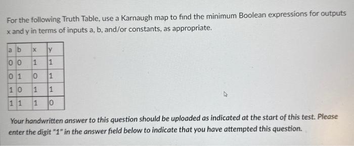 Solved For the following Truth Table, use a Karnaugh map to | Chegg.com