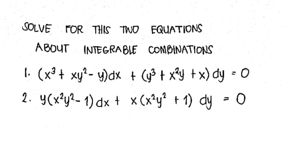 Solved SOLVE FOR THIS TWO EQUATIONS ABOUT INTEGRABLE | Chegg.com