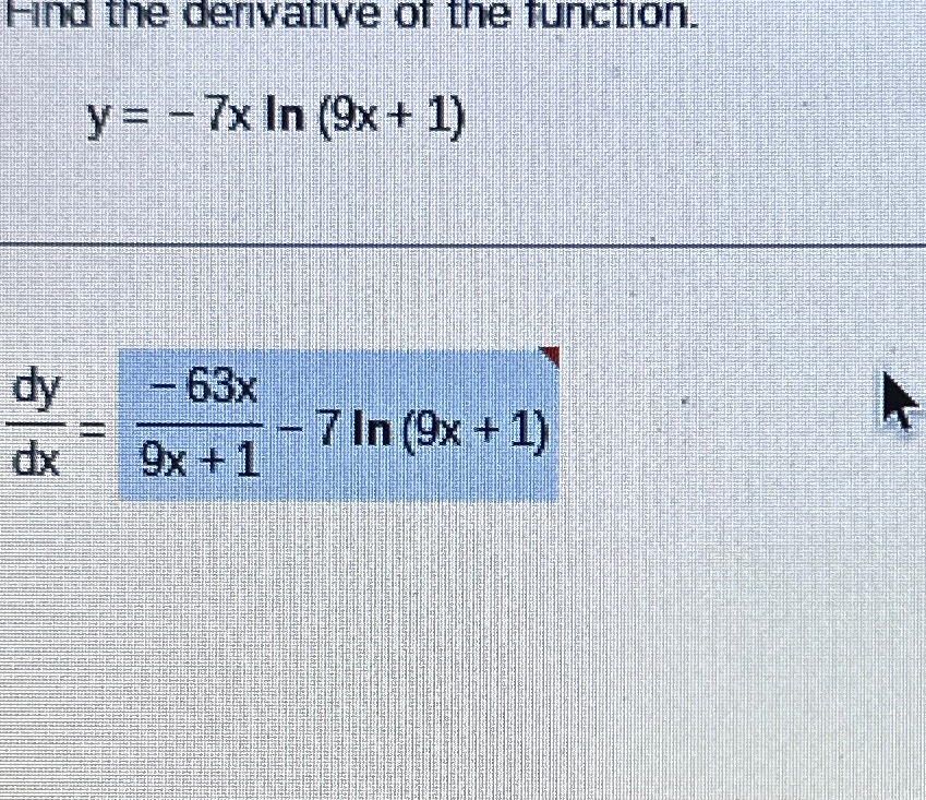 Solved Find the derivative of the | Chegg.com