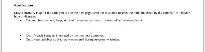 Specifications Draw a memory map for the code you see | Chegg.com