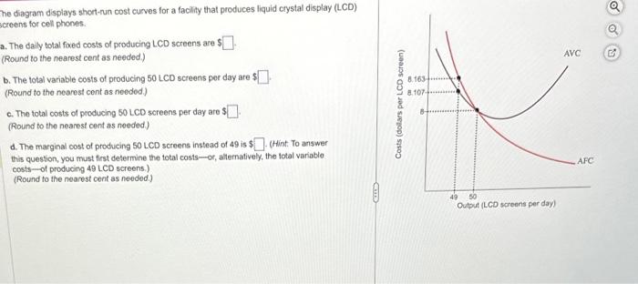Solved he diagram displays short-run cost curves for a | Chegg.com