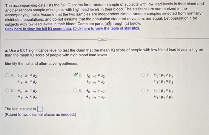 Solved Help Plzneed Test Statisticp Value Construct A 98 4947