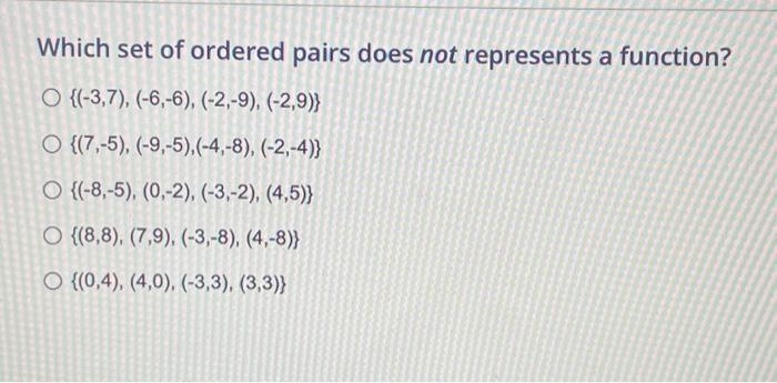 Solved Which set of ordered pairs does not represents a | Chegg.com