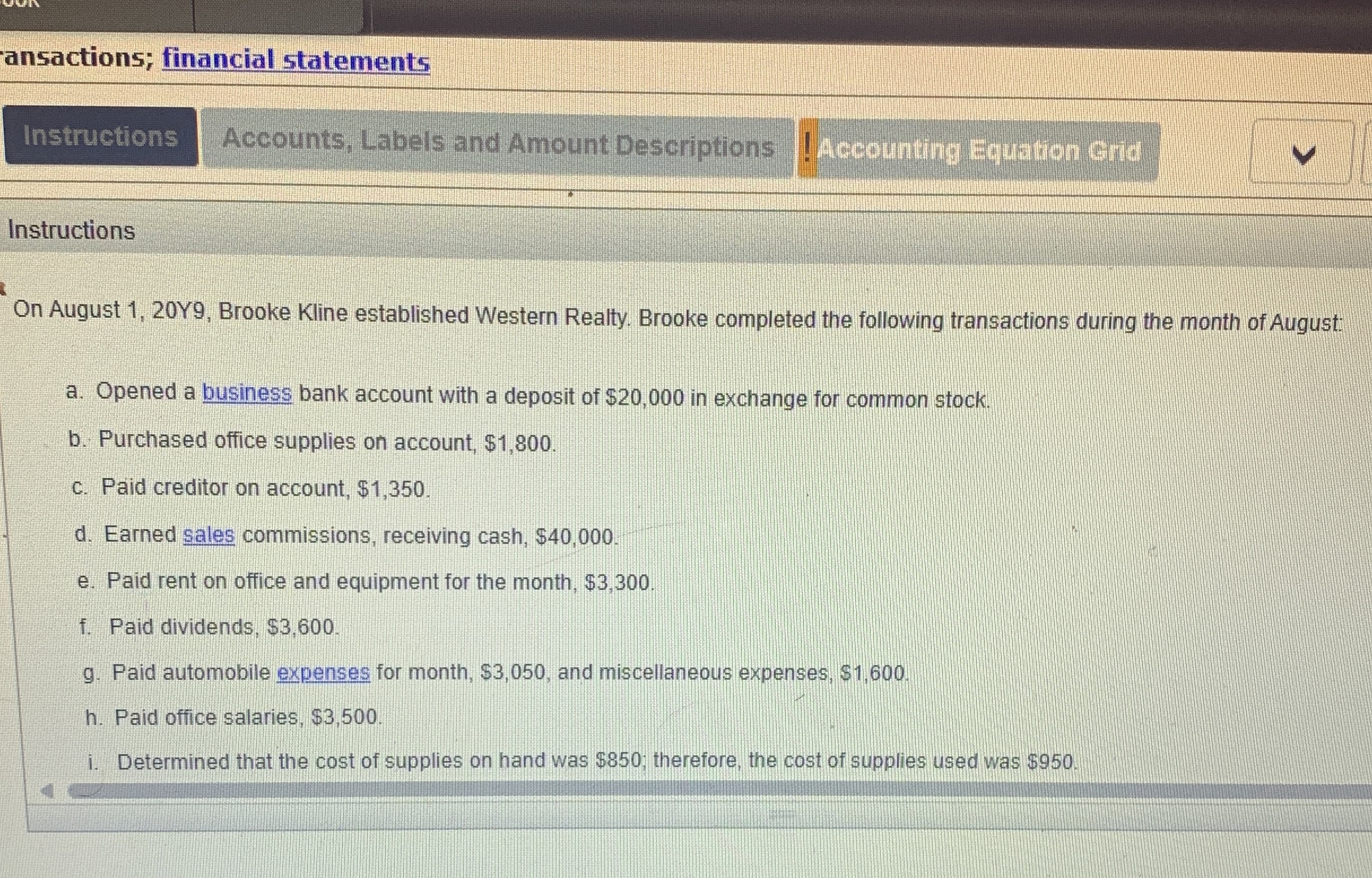 Solved ansactions; financial statementsAccounts, Labels and | Chegg.com