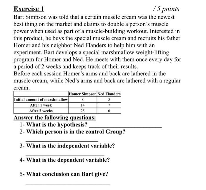 Solved Exercise 1 15 points Bart Simpson was told that a | Chegg.com