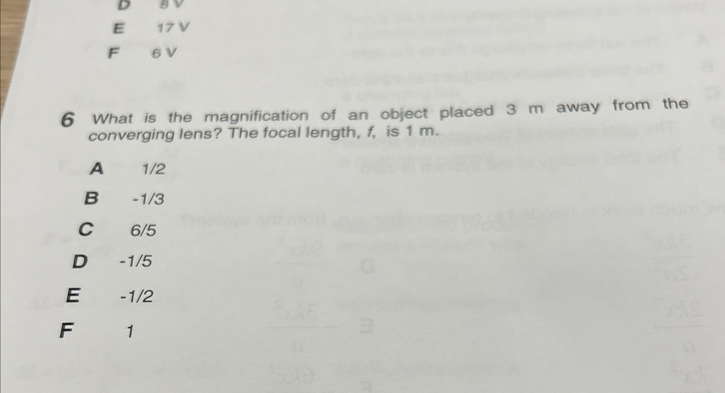Solved E 17V ﻿F 6V6 ﻿What is the magnification of an object | Chegg.com