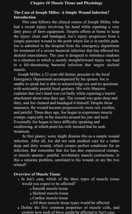 Solved Chapter 10 Muscle Tissue and Physiology The Case of | Chegg.com