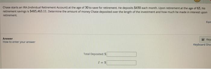 Solved Chase starts an IRA (Individual Retirement Account) | Chegg.com
