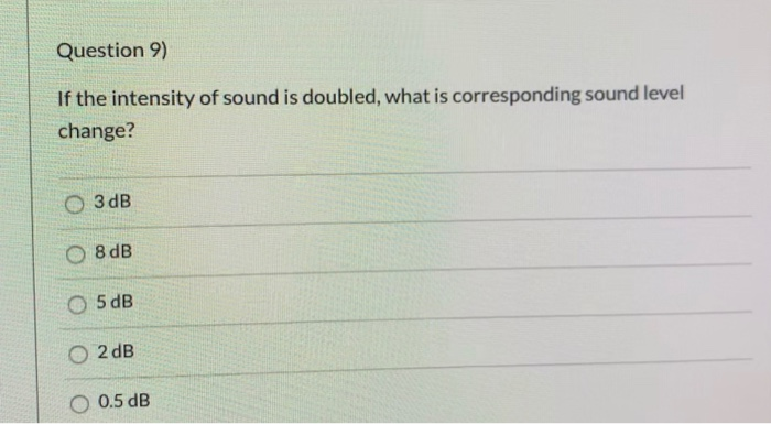 Solved Question 9) If the intensity of sound is doubled, | Chegg.com