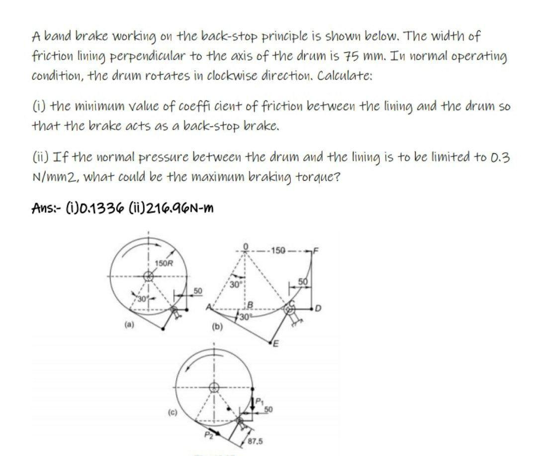 Aband brake working on the back-stop principle is | Chegg.com