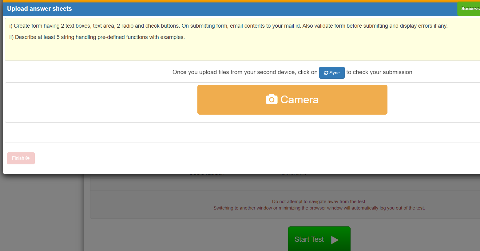 Solved Upload answer sheets Success i) Create form having 2 | Chegg.com