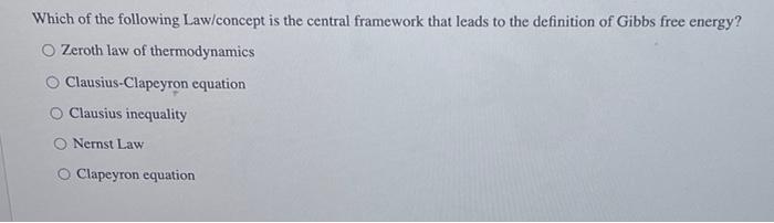 Solved Which of the following Law/concept is the central | Chegg.com