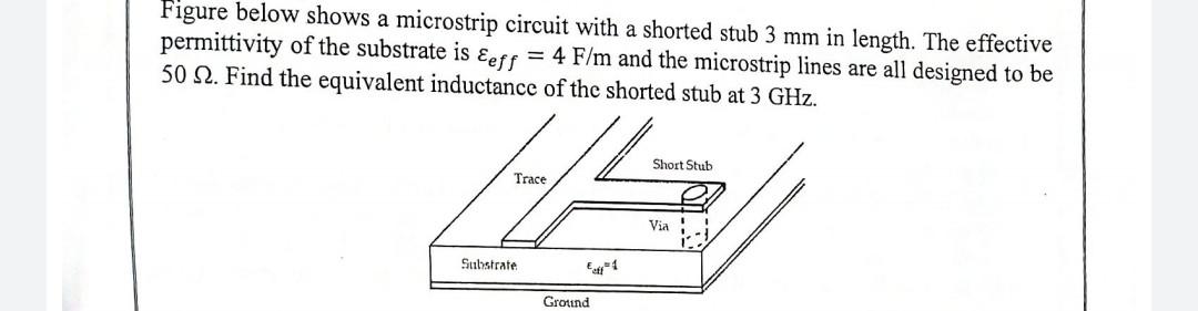 Solved Figure below shows a microstrip circuit with a | Chegg.com