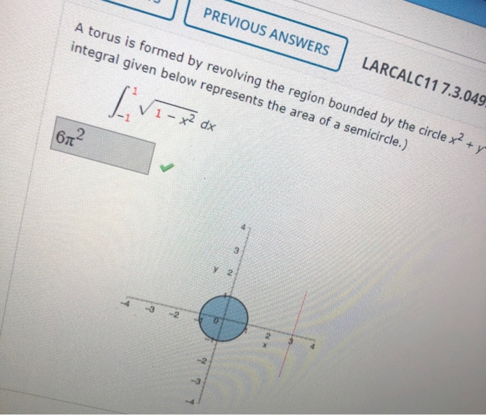 Solved PREVIOUS ANSWERS A torus is formed by revolving the | Chegg.com