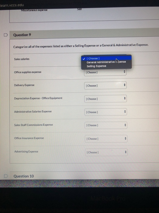 Solved earn.vccs.edu D Question 9 Categorize all of the | Chegg.com