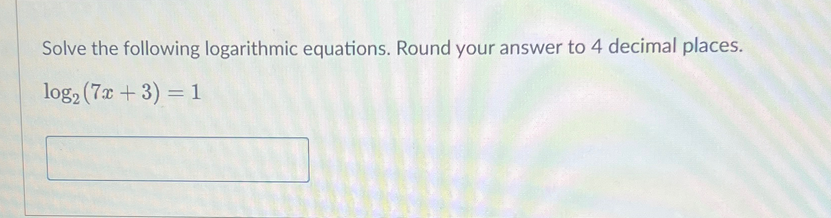 Solved Solve the following logarithmic equations. Round your | Chegg.com