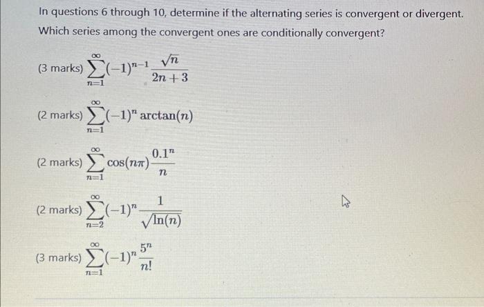 Solved In questions 6 through 10 , determine if the | Chegg.com