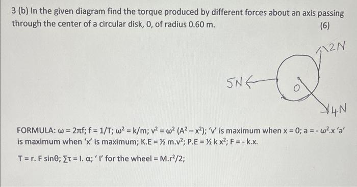 Solved 3 (b) In the given diagram find the torque produced | Chegg.com