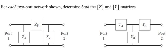 Solved For each two-port network shown, determine both the | Chegg.com
