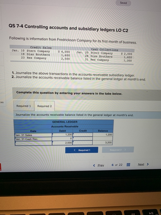 Solved Saved QS 7-4 Controlling accounts and subsidiary | Chegg.com