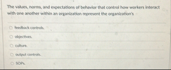 Solved The values, norms, and expectations of behavior that | Chegg.com