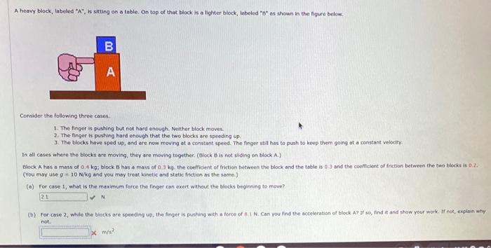 Solved A heavy block, labeled " A ", is sitting on a table. | Chegg.com