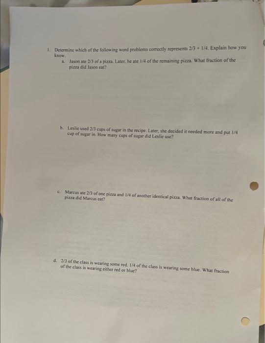 Solved 1. Determine which of the following word problems | Chegg.com