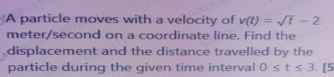Solved A particle moves with a velocity of v(t)=t2-2 | Chegg.com