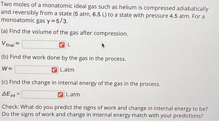 Solved Two moles of a monatomic ideal gas such as helium is | Chegg.com