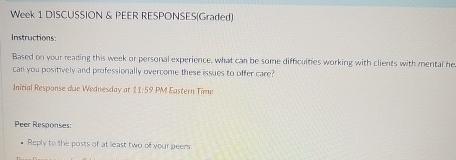 Solved Week 1 ﻿DISCUSSION & PEER | Chegg.com