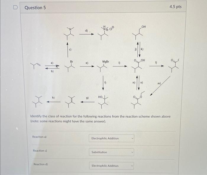 Solved c) j) a) Identify the class of reaction for the | Chegg.com