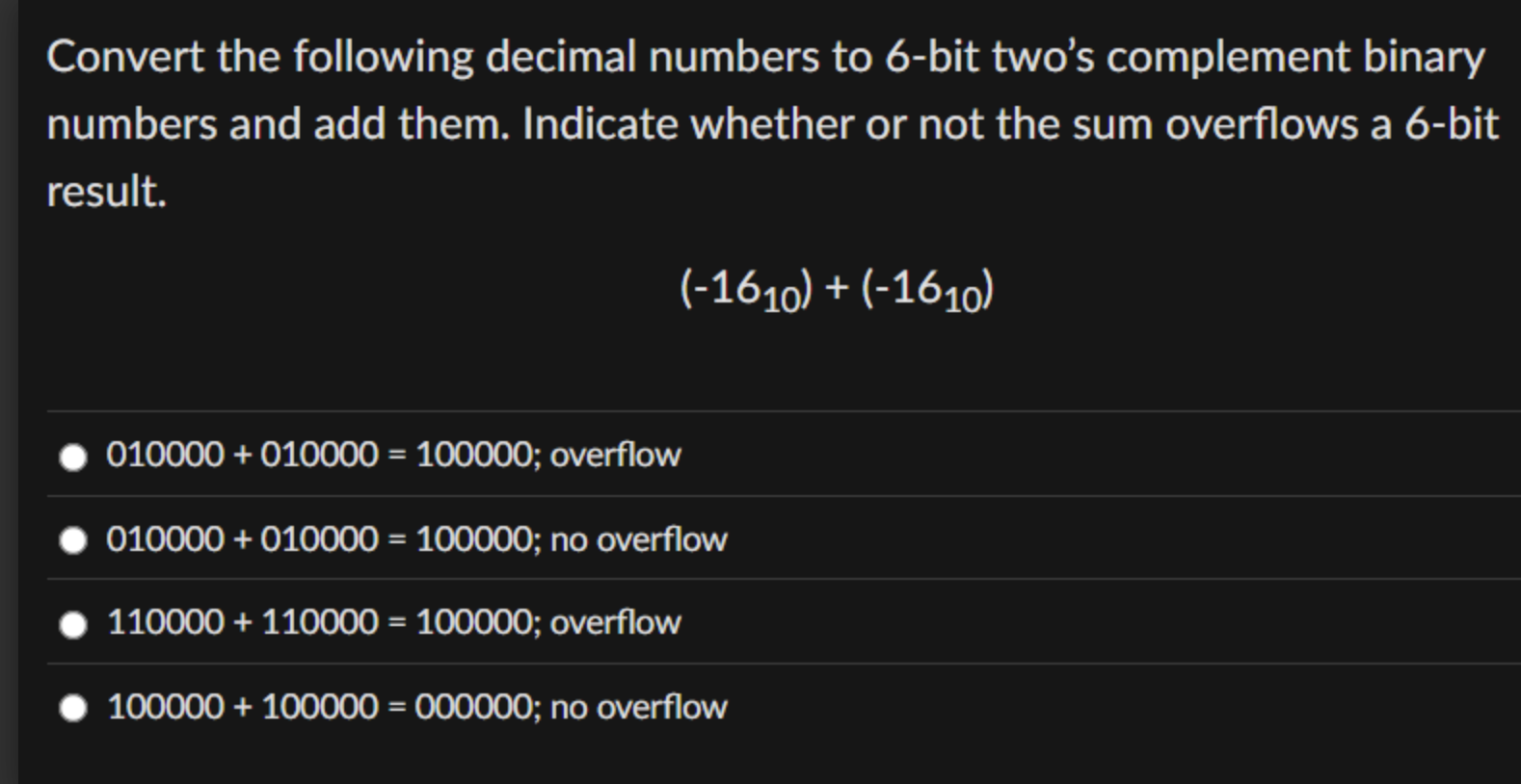 Solved Convert the following decimal numbers to 6-bit two's | Chegg.com
