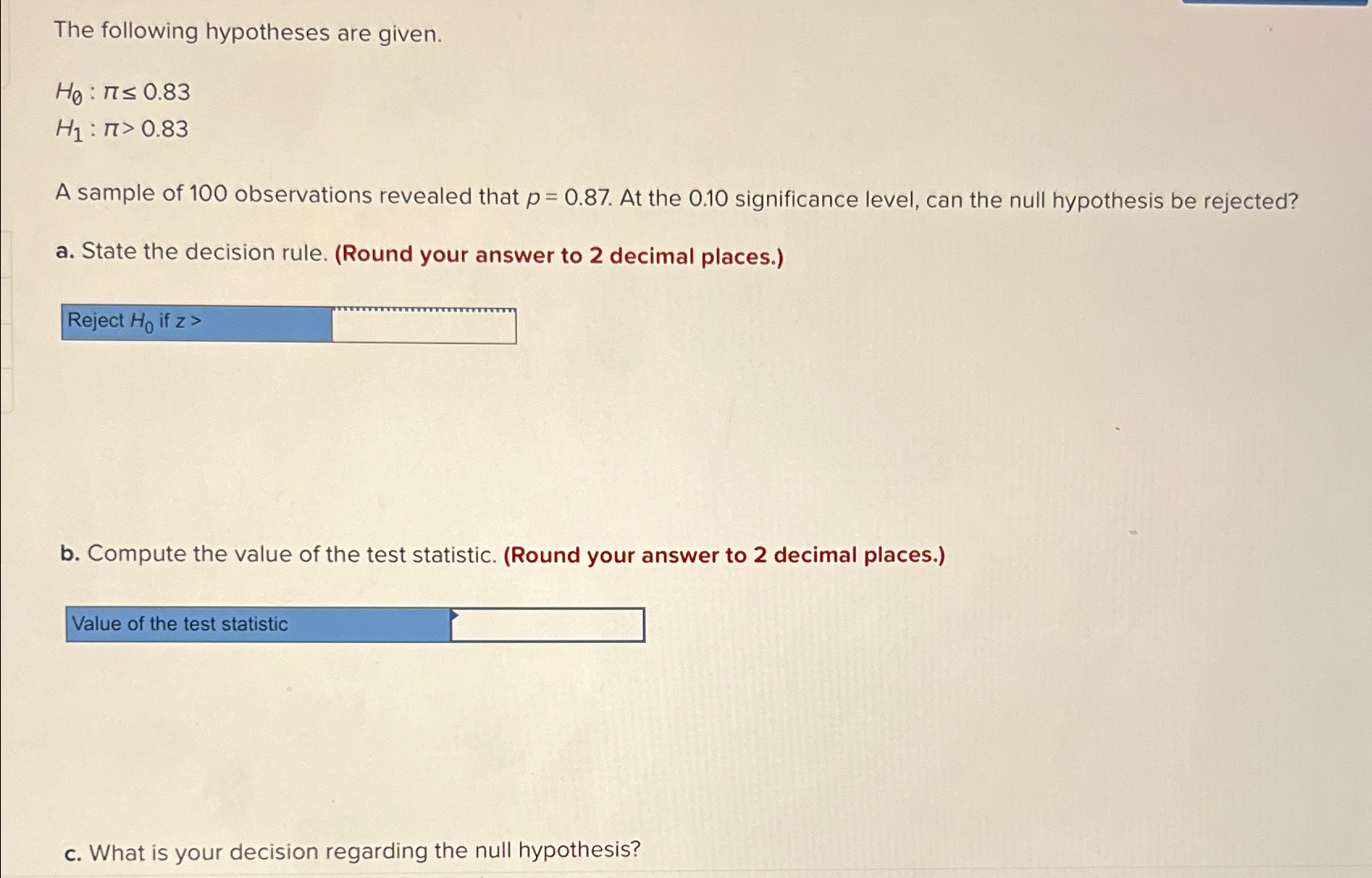 Solved The following hypotheses are | Chegg.com