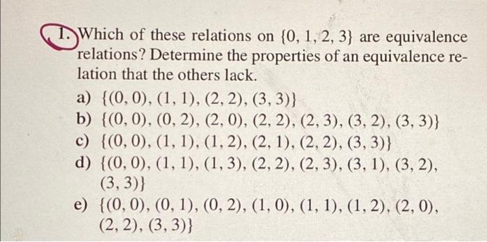 Solved Which of these relations on {0, 1, 2, 3} are | Chegg.com