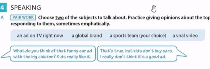 Solved 4 SPEAKING A PAIR WORK Choose two of the subjects to | Chegg.com