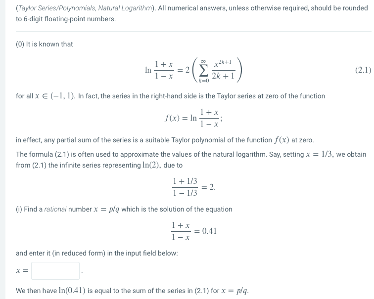 Solved (Taylor Series/Polynomials, Natural Logarithm). All | Chegg.com